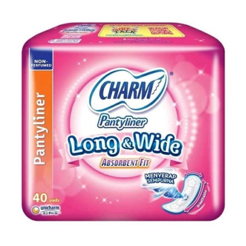 Jual Charm Long & Wide Pantyliner Absorbent Fit Breathable Non Perfumed ...
