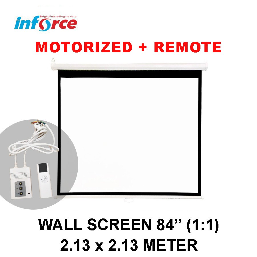 Jual Wall Screen Projector Motorized + Remote 84 1:1 / Layar Inforce ...