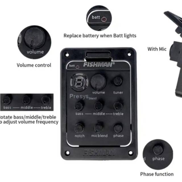 Jual Naomi gitar EQ tuner mic mikrofon microphone pickup piezo ...