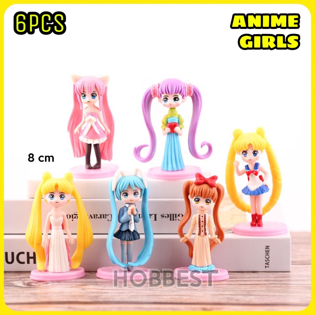 Jual Action Figure ANIME GIRLS set isi 6 pcs - Miniatur Topper Kue ...