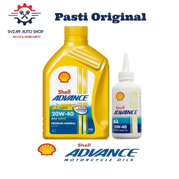 Jual Paket oli matic Shell Advance AX5 20W40 0.8 L dan Shell Adv Gear ...