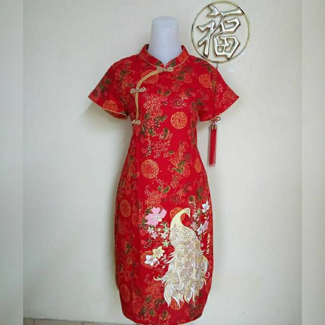 Jual Baju Cheongsam Dewasa Remaja Dress Shanghai Sincia Imlek Merah ...