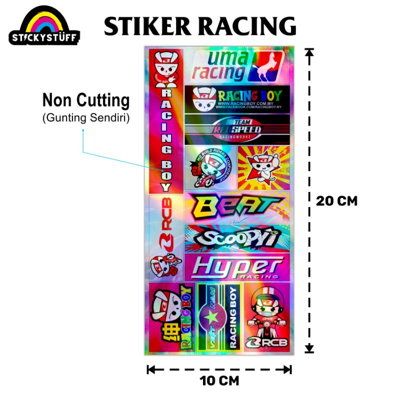 Jual Stiker Pack Hologram isi 16pcs Thailook Style Stiker Racing Boy ...