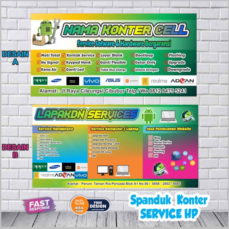 Jual Cetak Spanduk Baner konter pulsa / Service Hp /Loket pembayaran/ PLank Toko custom design ...