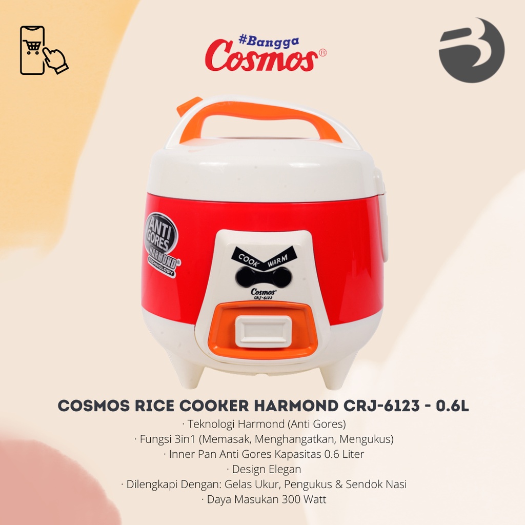 Jual Cosmos Rice Cooker Harmond CRJ-6123 - 0.6L | Shopee Indonesia