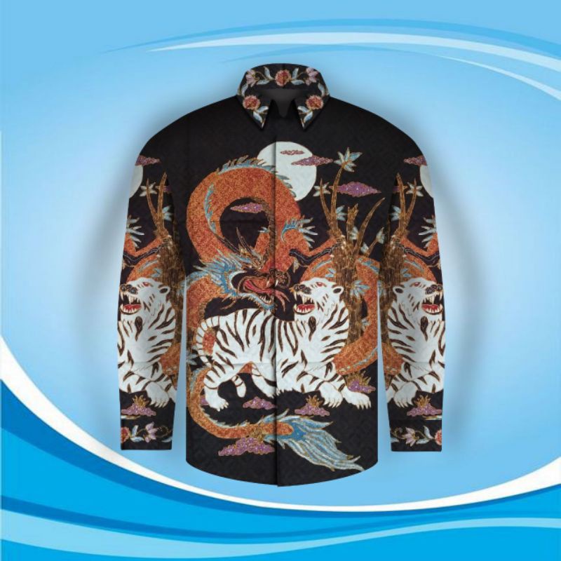 Jual kain batik tulis bahan sutera motif naga macan dan macan gajah ...