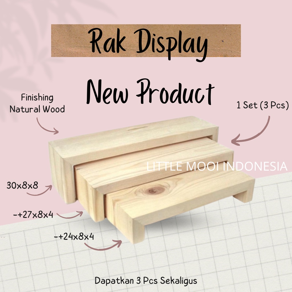 Jual Rak Susun Display Pajang produk Rak Tangga Kayu (isi 3 Pcs ...