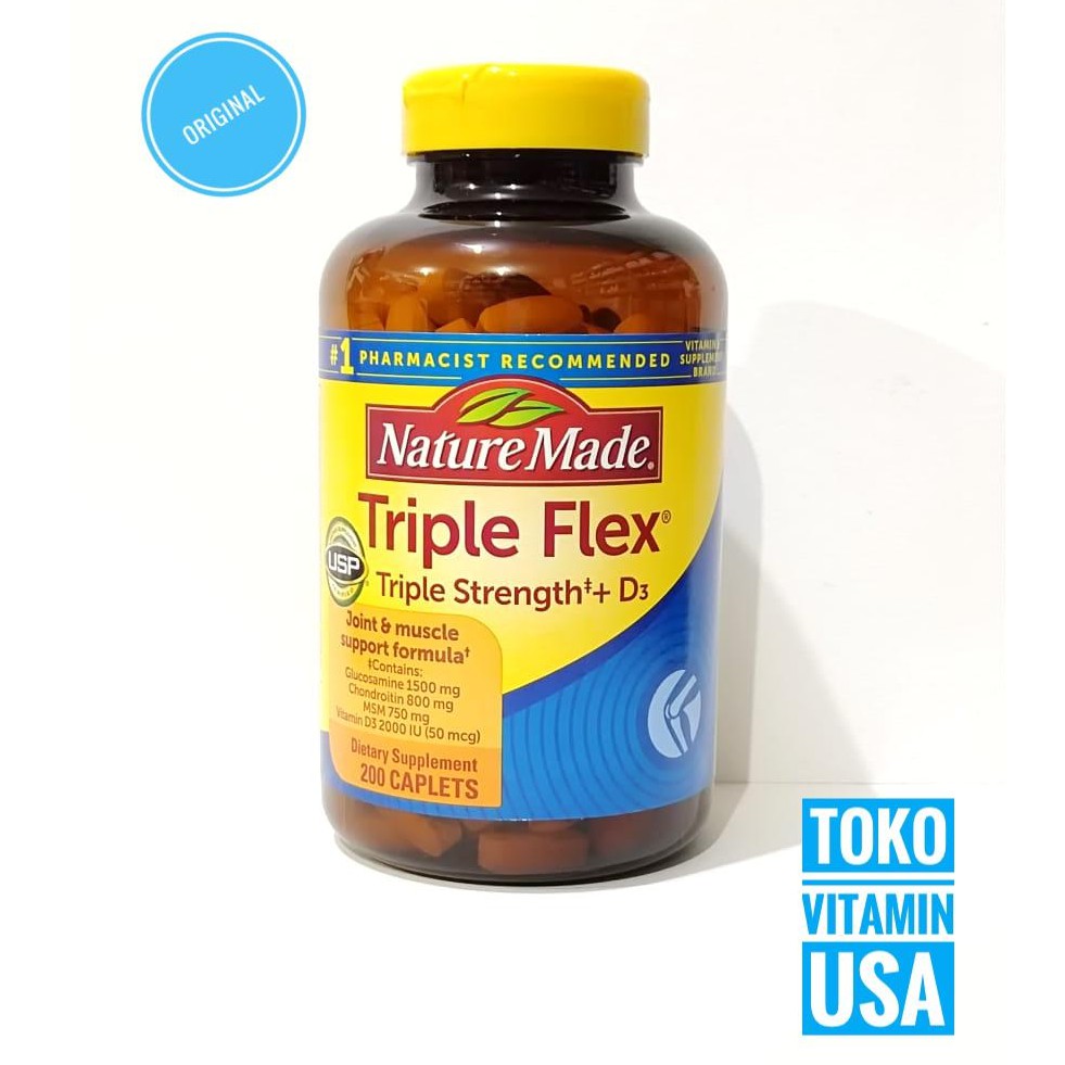 Jual Nature Made Triple Flex Triple Strength + D3 isi 200 Caplets ...