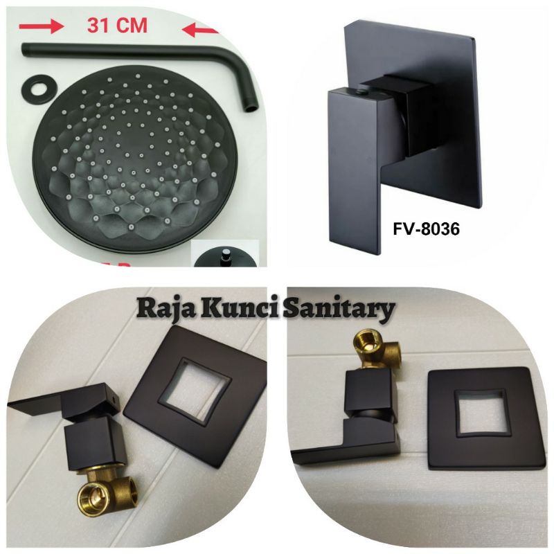Jual Kran Tanam Shower Panas Dingin Kotak Hitam Black/Paket Kran Tanam Panas Dingin + Wall ...