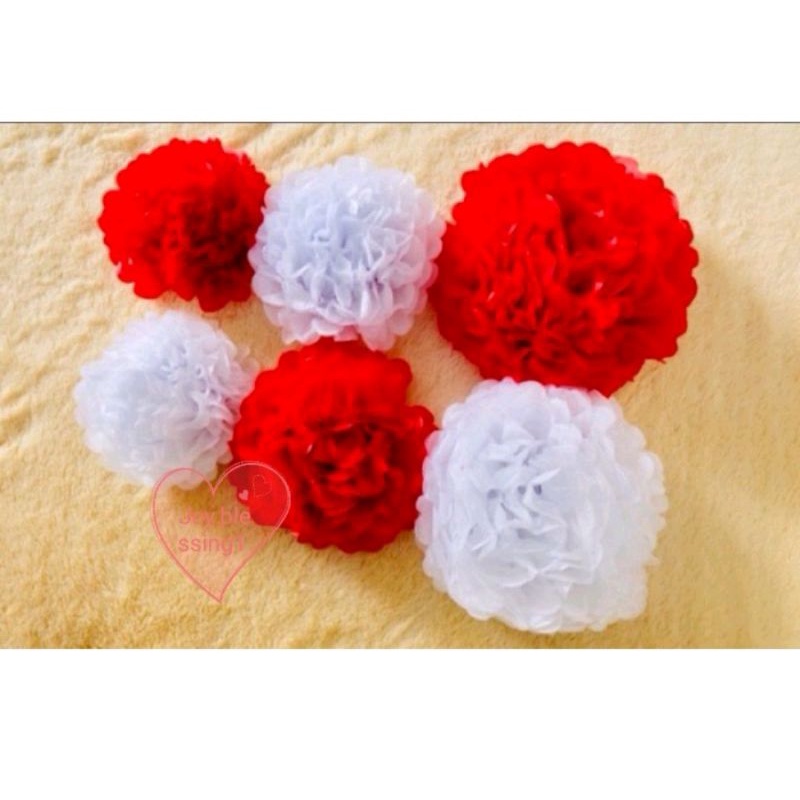 Jual POM POM MERAH PUTIH 30 CM | Shopee Indonesia