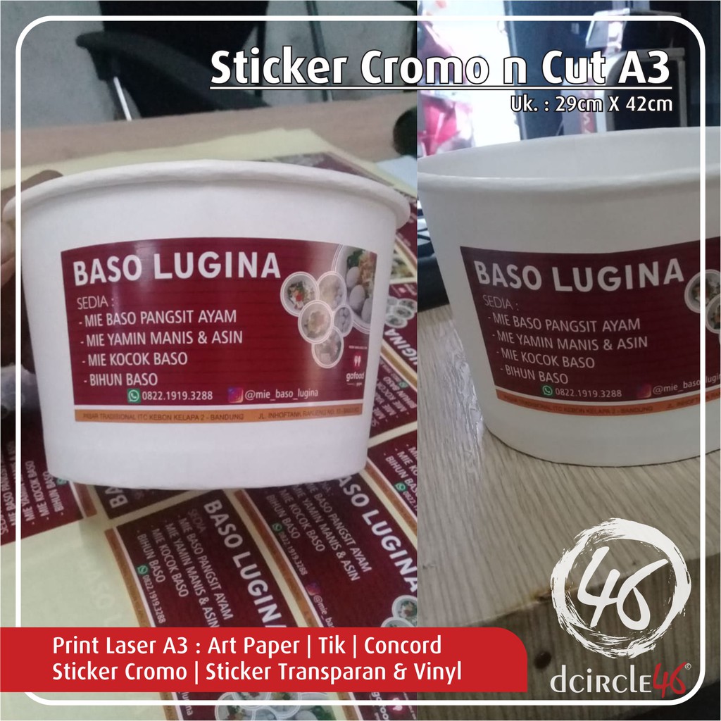 Jual PRINT STICKER LABEL STICKER CROMO & CUT A3 | Shopee Indonesia