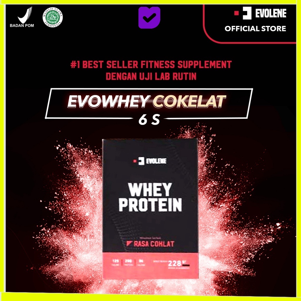Jual Evolene Whey Protein Cokelat 6 Sachet - Susu Protein - Suplemen ...