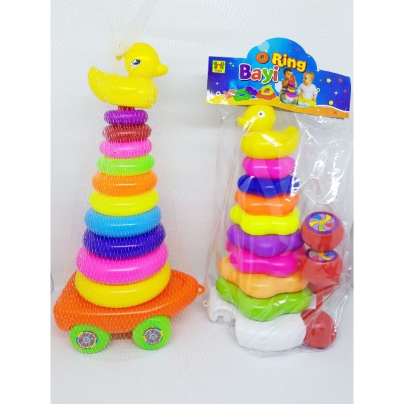 Jual Mainan Anak Ring Donat Susun Roda B446 Jumbo Dan Bebek kuning Momo ...