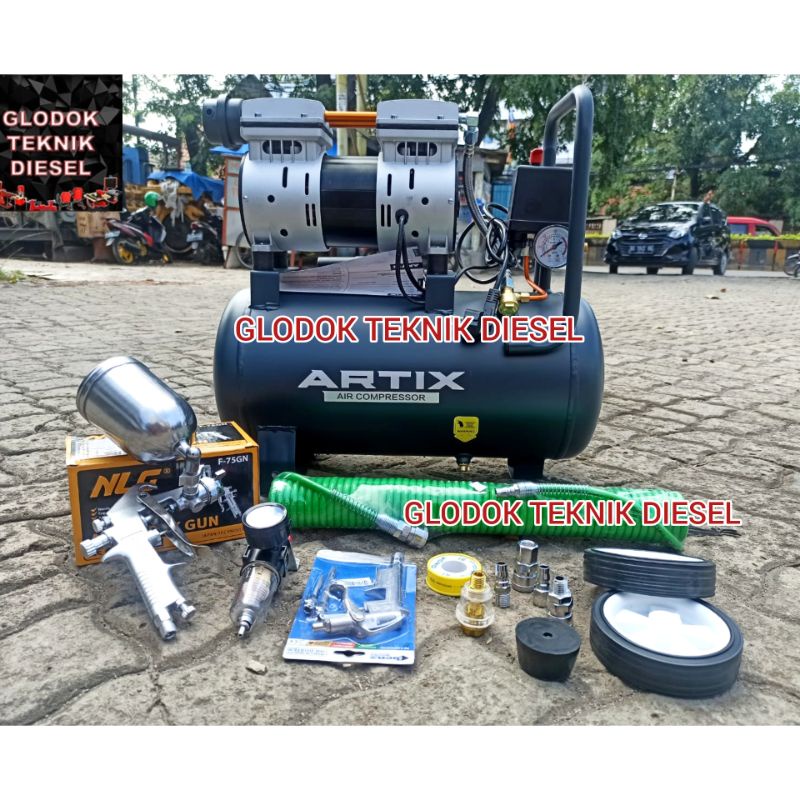 Jual PAKET LENGKAP CAT PROFESIONAL KOMPRESOR ANGIN OILLESS 1 HP 24 ...