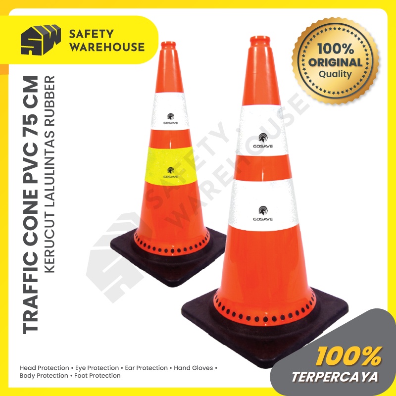 Jual Traffic Cone Karet PVC Rubber 75 cm / Kerucut Lalu Lintas 75cm Base Hitam Gosave | Shopee ...