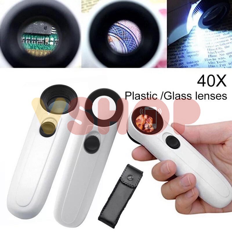 Jual 40X HAND-HOLD MAGNIFIER GLASS - KACA PEMBESAR LED MG6B-1B | Shopee ...