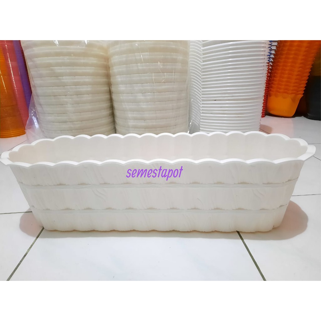 Jual Pot Persegi Panjang Kayu 60 Putih CJP | Shopee Indonesia