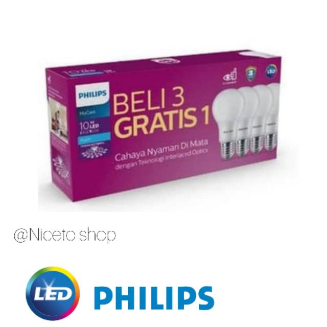 Jual Lampu Philips LED PAKET Multipack 10W 10watt E27 6500K Putih E27 ...