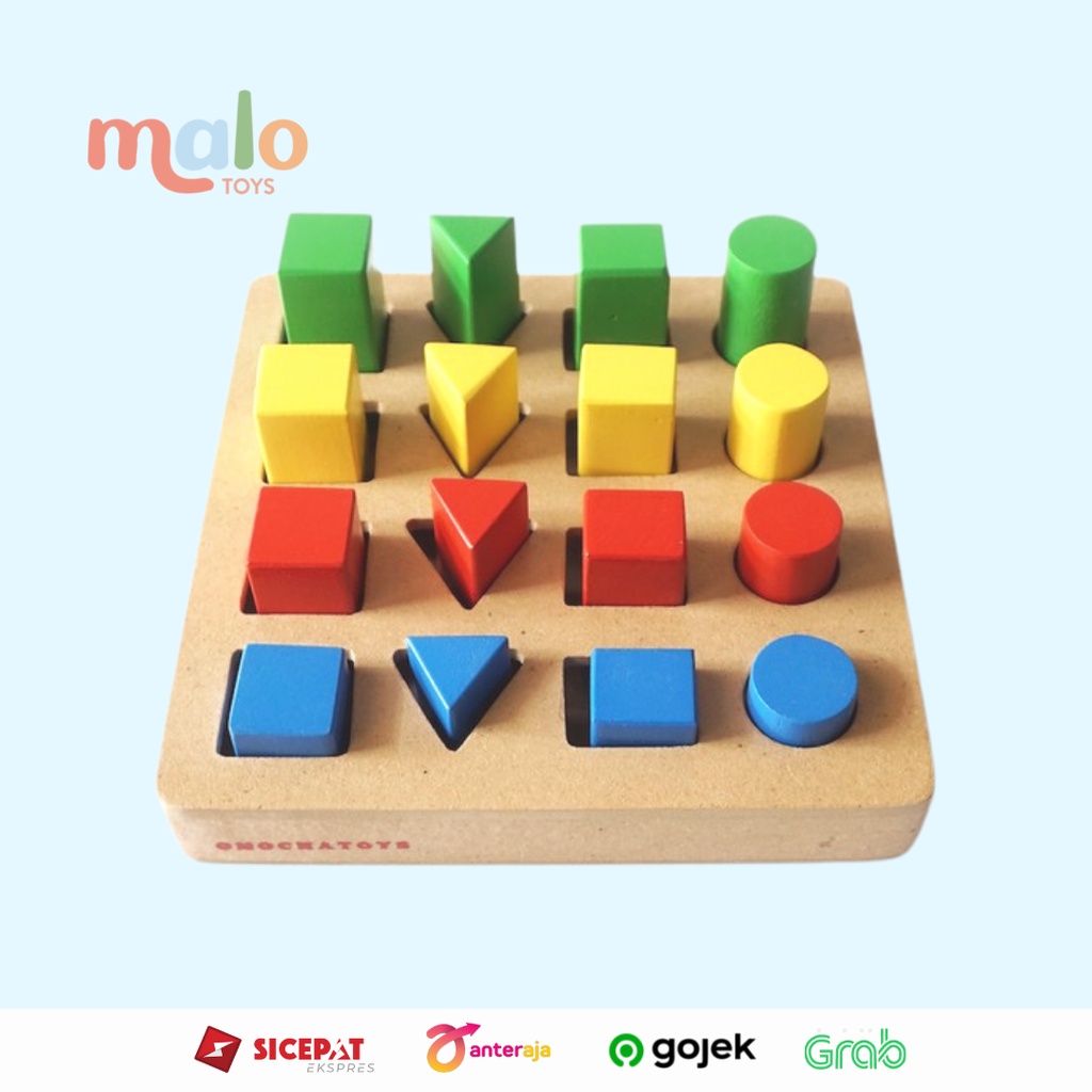 Jual MALOTOYS - Wooden Geometric Shape Peg Board Omocha Mainan Kayu ...