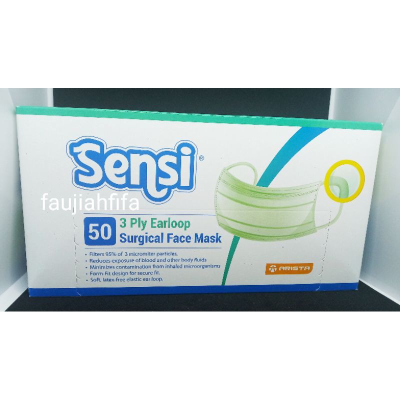 Jual sensi 3 ply earloop surgical face mask isi 50 pcs | Shopee Indonesia