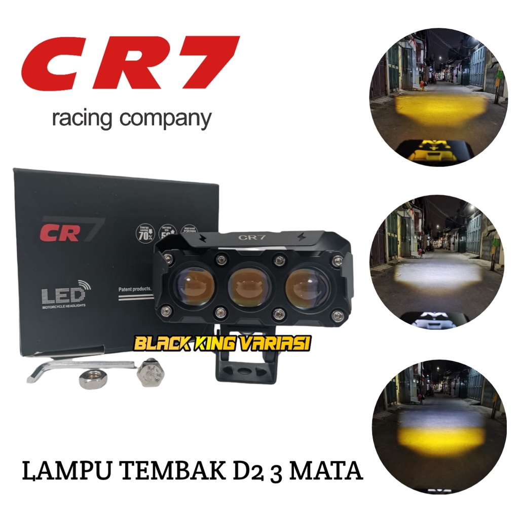 Jual Lampu Tembak Led Foglamp CR7 SQL 3 Mata Laser Gun Putih Kuning 2 ...