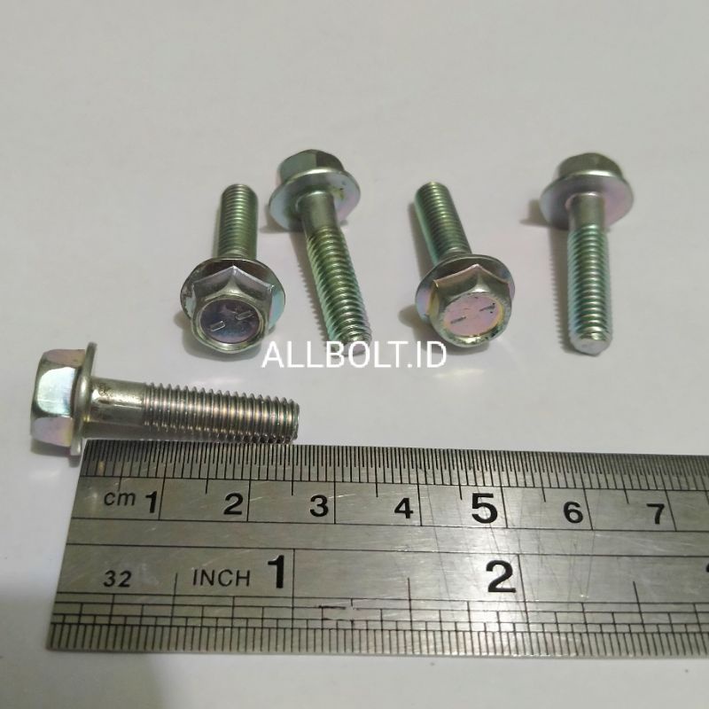 Jual Baut 10 topi /flange bolt 6x25mm(5biji) | Shopee Indonesia