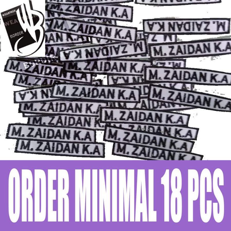 Jual BORDIR NAMA TEMPEL SISWA. NAME TAG, NAMA SEKOLAH, NAMA SISWA, NAMA ...