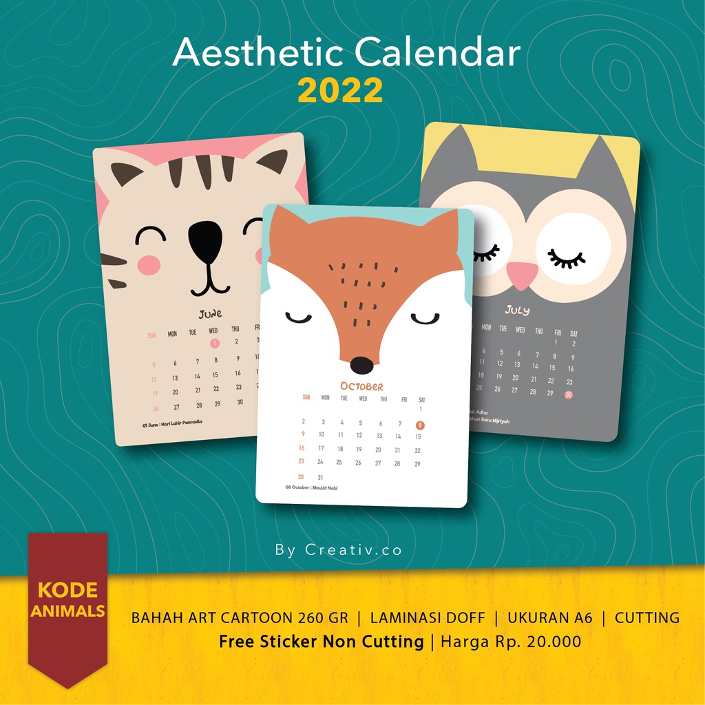 Jual KALENDER AESTHETIC ANIMALS 12 BULAN TAHUN 2023 [TERMURAH + BONUS ...