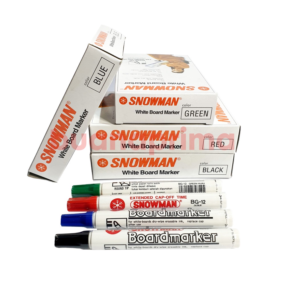 Jual Spidol WHITEBOARD SNOWMAN BG-12 Per Pcs Bisa Dihapus Hitam Biru ...