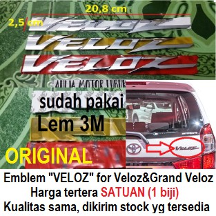 Jual emblem original tulisan veloz untuk toyota avanza veloz dan grand ...