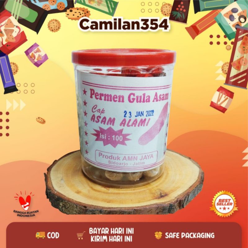 Jual Permen Gula Asam Isi 120pcs - 1 Toples / Permen Bulat Asem Jawa ...