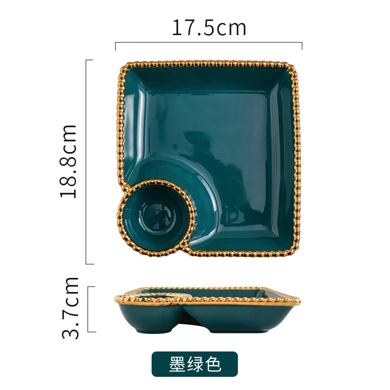 Jual ASHOME Piring Keramik Kotak Dengan Sekat Tempat Saos Elegant List ...