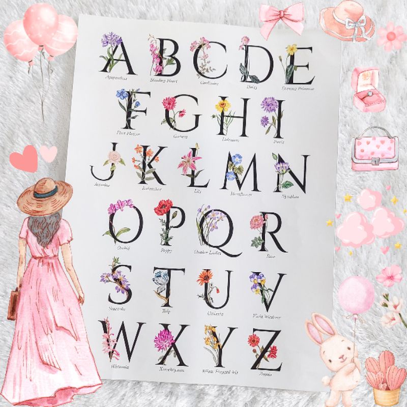 Jual Sticker Journaling Scrapbook Diary Huruf Bunga dan Nama Bunga ...