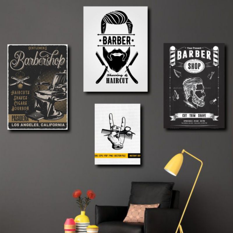 Jual Poster Dinding Frame Kayu Barber Barbershop / pangkas Rambut ...