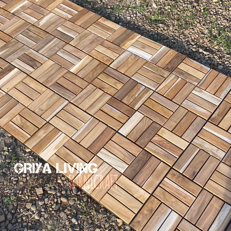 Jual ubin kayu jati - lantai parquet jati - decking tile - flooring ...
