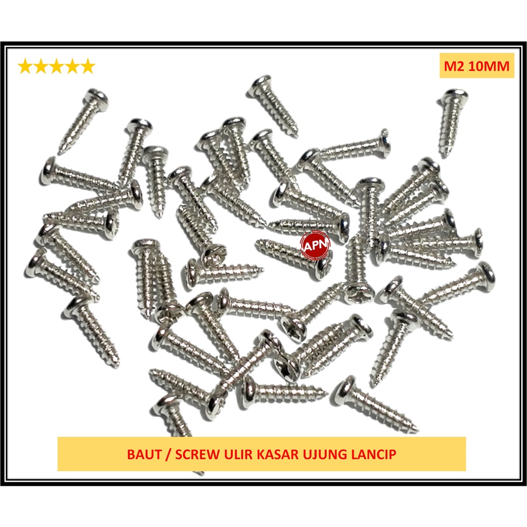 Jual BAUT / SCREW TAPPING M2 10MM KEPALA BULAT / UJUNG RUNCING | Shopee ...