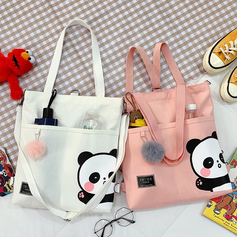 Jual [oniion] Tote Bag Panda Imut Lucu Unisex Tas Totebag Resleting ...