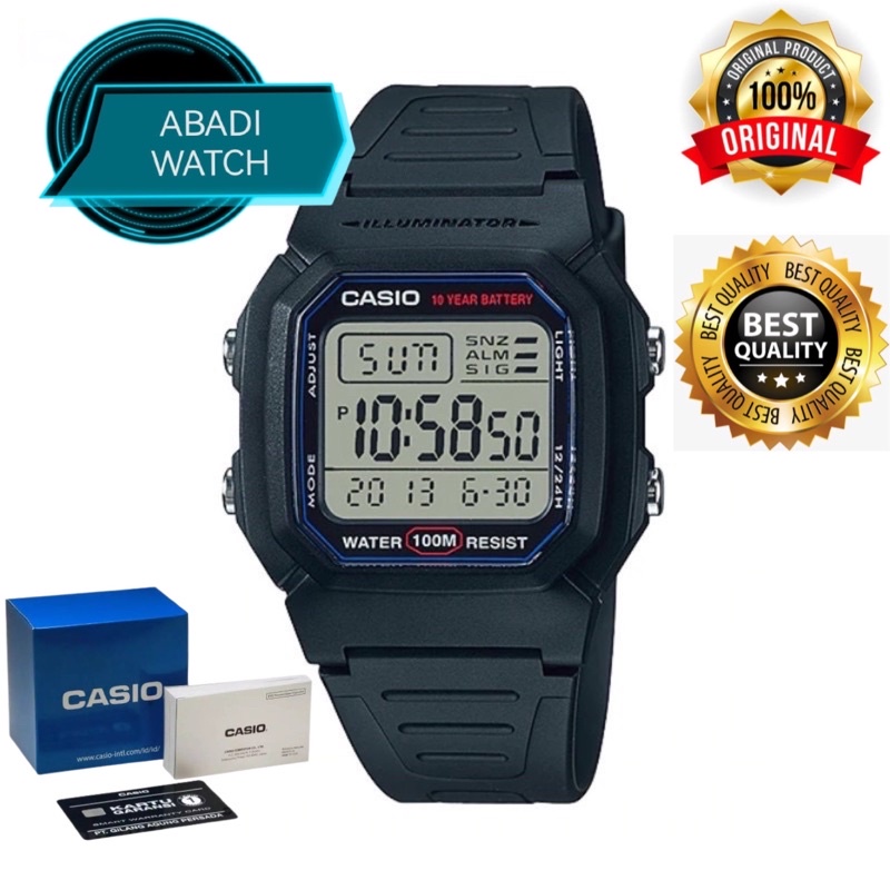 Jual JAM TANGAN PRIA CASIO W-800H-1A ORIGINAL - W800H HITAM | Shopee Indonesia