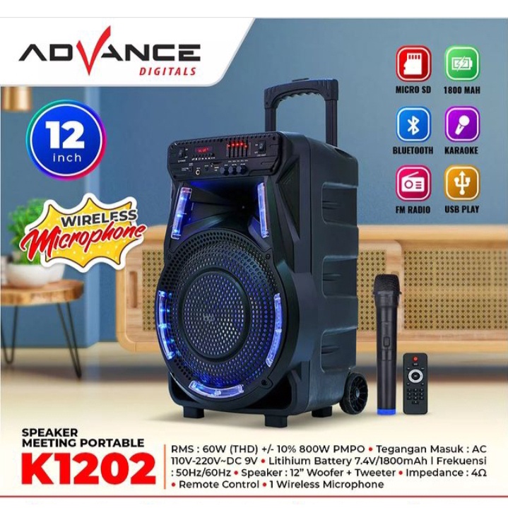 Jual Speaker Advance Speaker meeting bluetooth K 1202 ukuran jumbo speaker 12 inch Free 1 Mic ...