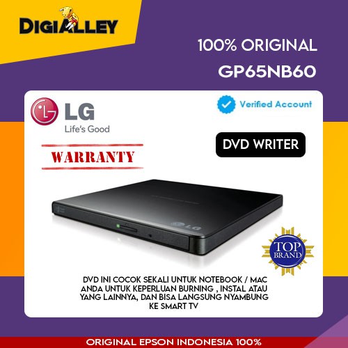 Jual DVD LG Ultra Slim Eksternal DVD-RW Portable GP65NB60 Optical Drive ...