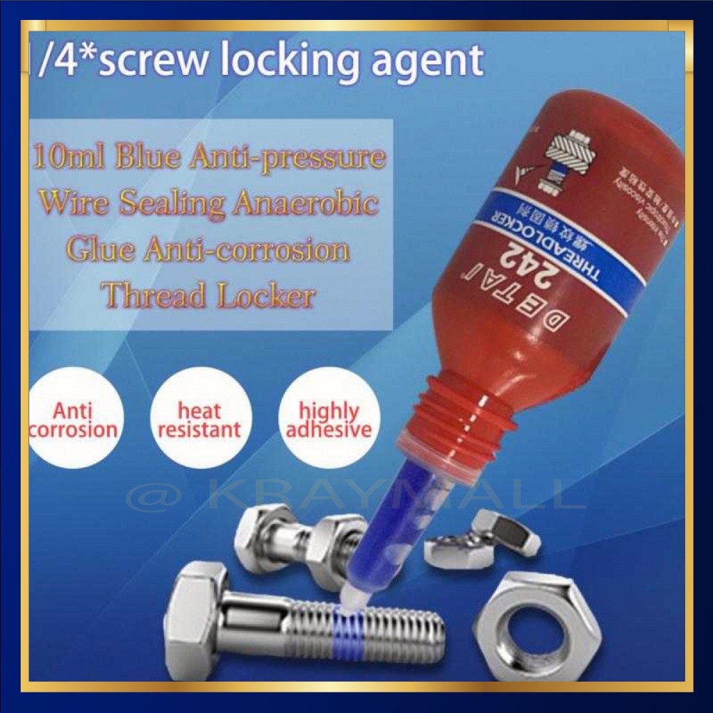 Jual Cairan Liquid Threadlocker Blue Anaerobic Sealant Glue 10ml 242 ...
