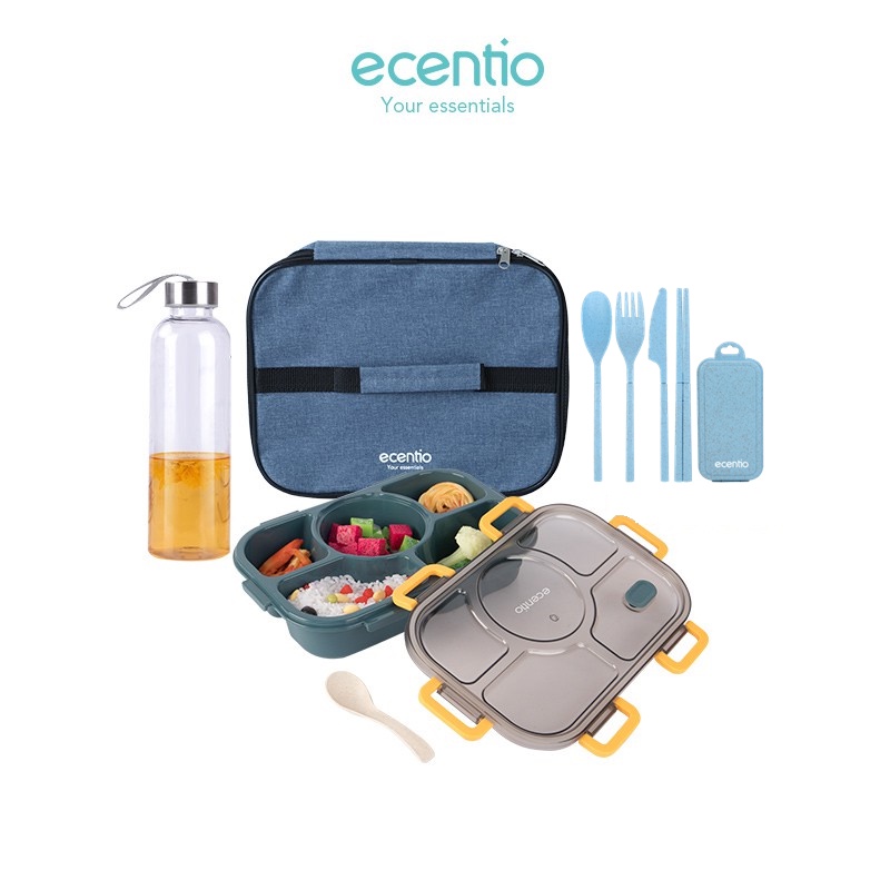 Jual Tempat Makan ecentio lunch box set bag anti tumpah/lunch box set 5 ...