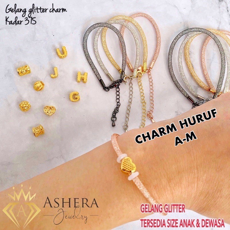 Jual PERHIASAN EMAS ASLI MODEL CHARM GELANG GLITTER BENTUK HURUF KADAR ...