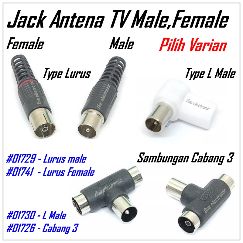 Jual jack Antena Male Female type L dan lurus , Konektor T Cabang 3 Cok ...