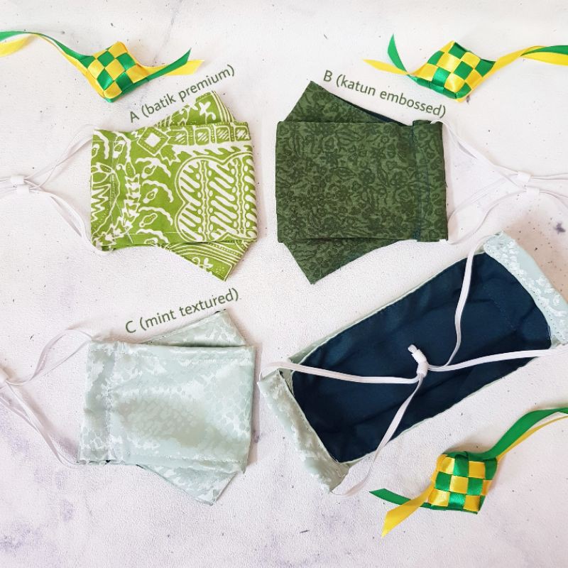 Jual MASKER KAIN WARNA HIJAU MOTIF LEBARAN IDUL FITRI RAMADHAN MUSLIM ...