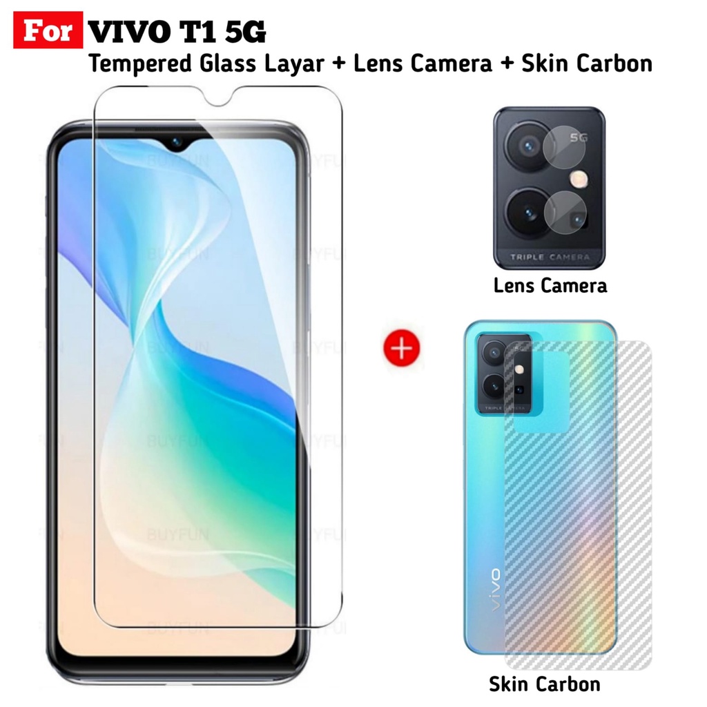 Jual Paket 3in1 Tempered Glass VIVO T1 5G / T1 PRO 5G / Y75 5G Anti Gores Layar FREE Lens Camera ...