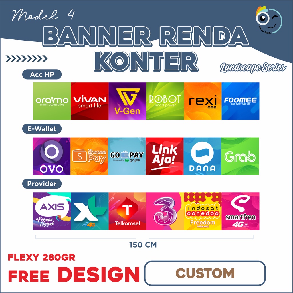 Jual Spanduk Banner Konter Landscape / Renda Landscape / Spanduk dinding konter / Hiasan dinding ...