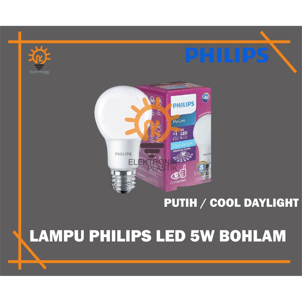 Jual Lampu LED Philips 5 watt Bohlam 5w / Philips Putih 4 watt JUMBO ...