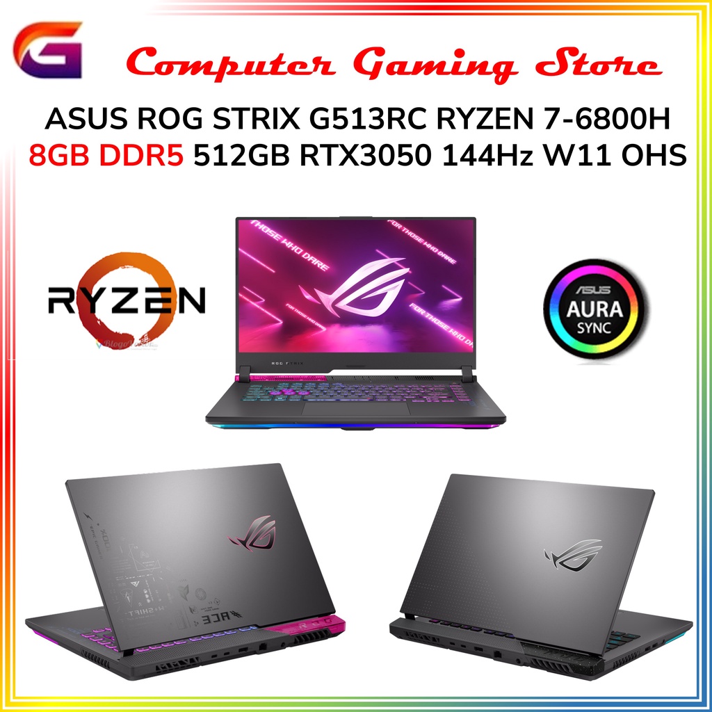 Jual ASUS ROG STRIX G513RC RYZEN 7-6800H 8GB DDR5 512GB RTX3050 144Hz ...