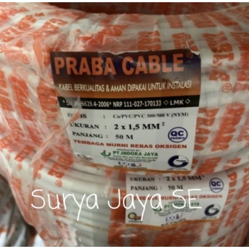Jual Kabel Listrik NYM 2X1,5 Kabel NYM 2X1.5 Eterna Praba Per Meter SNI ...